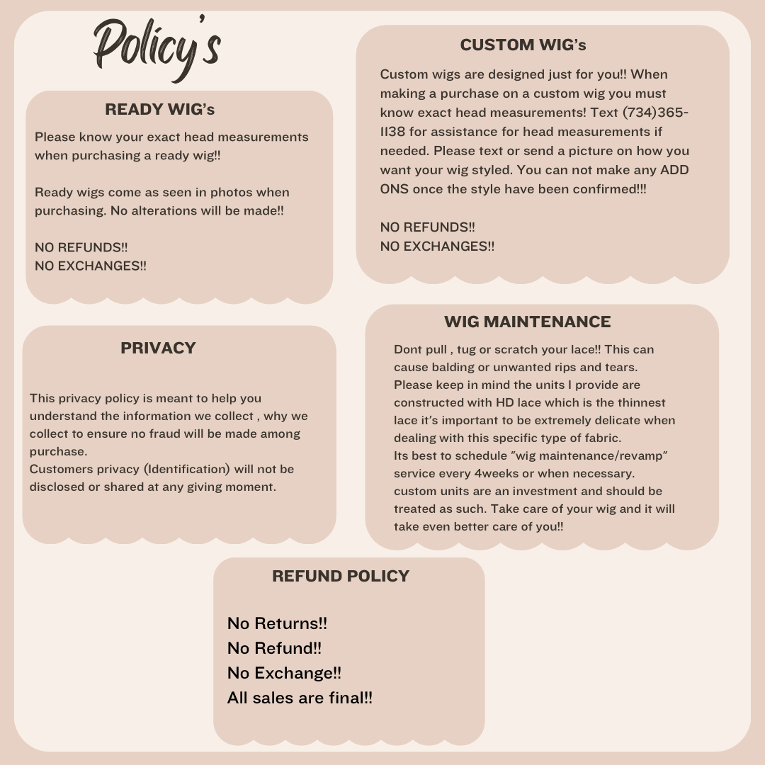 POLICIES – Luxury Wig Collection
